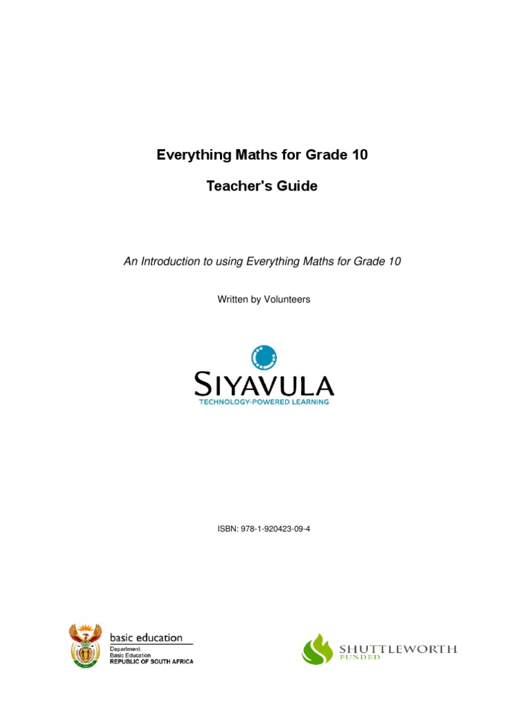 Everything Maths Grade 10 Teachers Guide | PDF