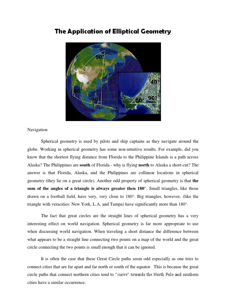 The Application Of Elliptical Geometry Pdf Coordinate System Sphere