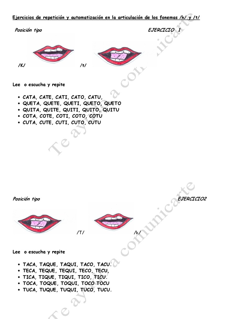 Ejercicios de Repetición y Automatización en La Articulación de Los ...