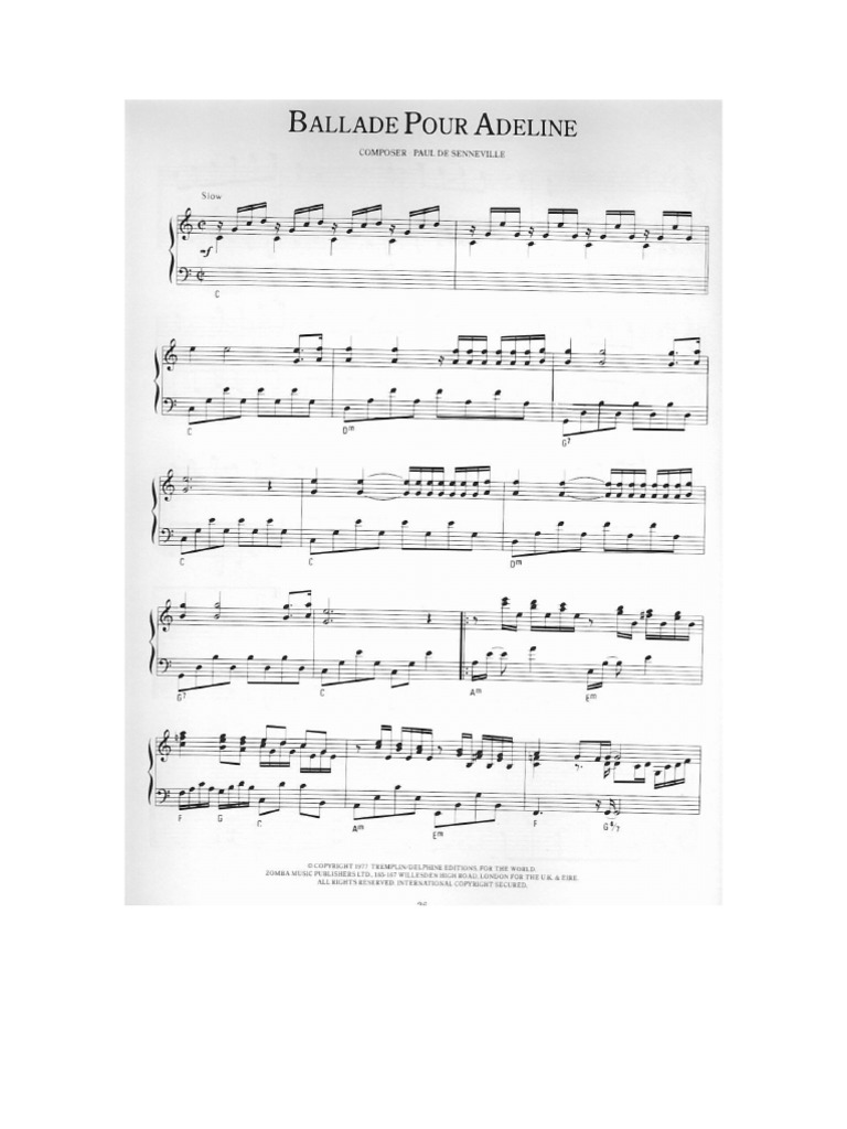 Ballade Pour Adeline - Partitura | PDF