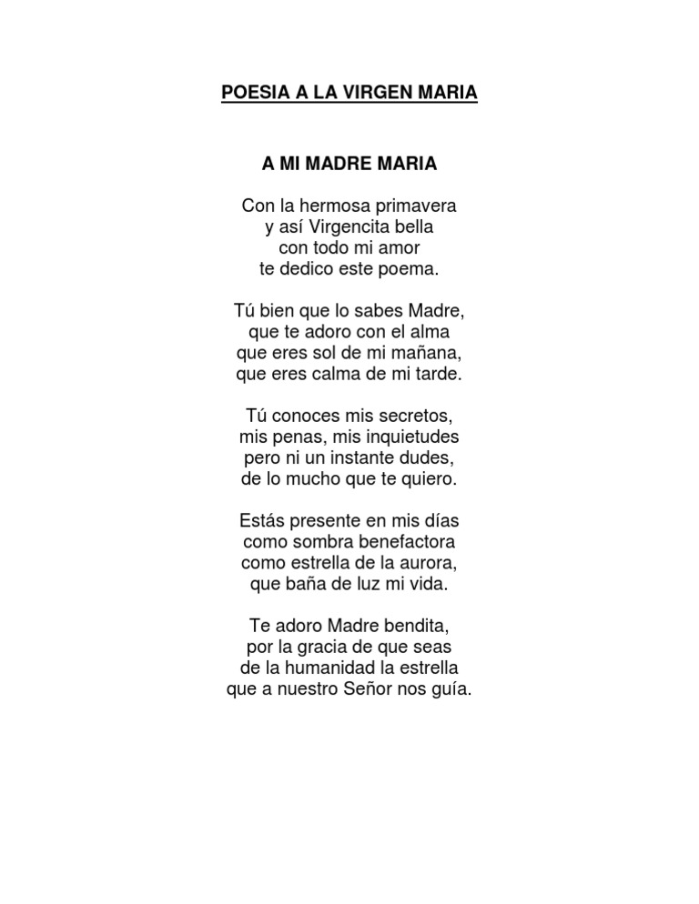 Poesia A La Virgen Maria | PDF