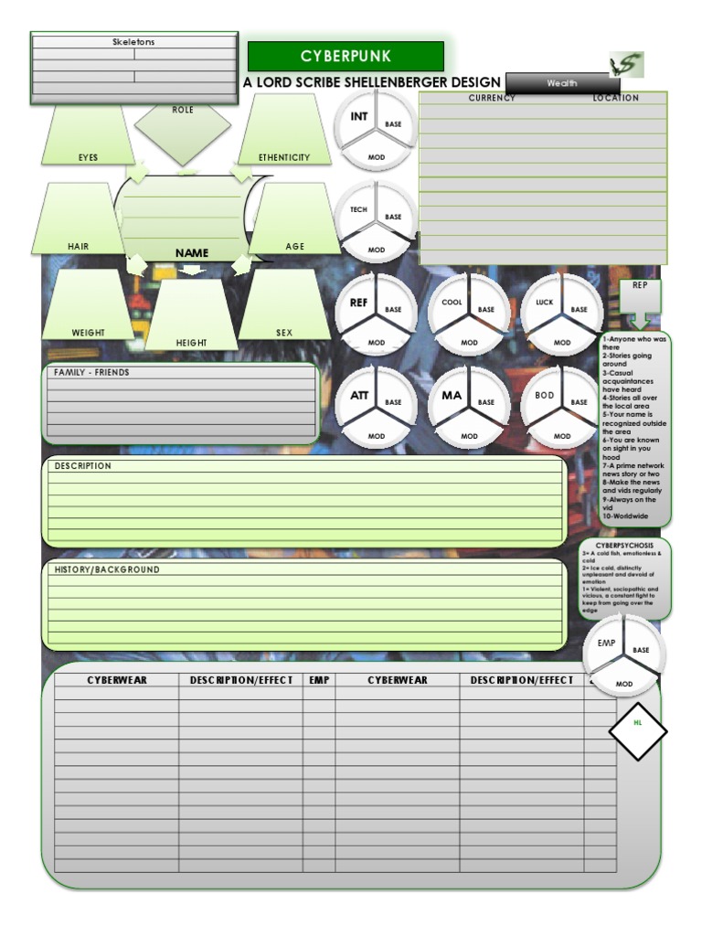 Cyberpunk 2020 Pro Character Sheet | PDF | Ammunition | Weaponry