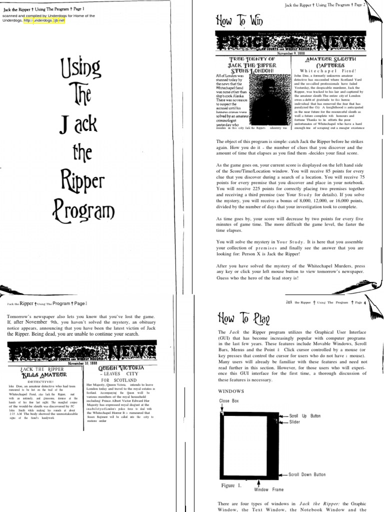 Jack The Ripper Manual | PDF | Jack The Ripper | Menu (Computing)