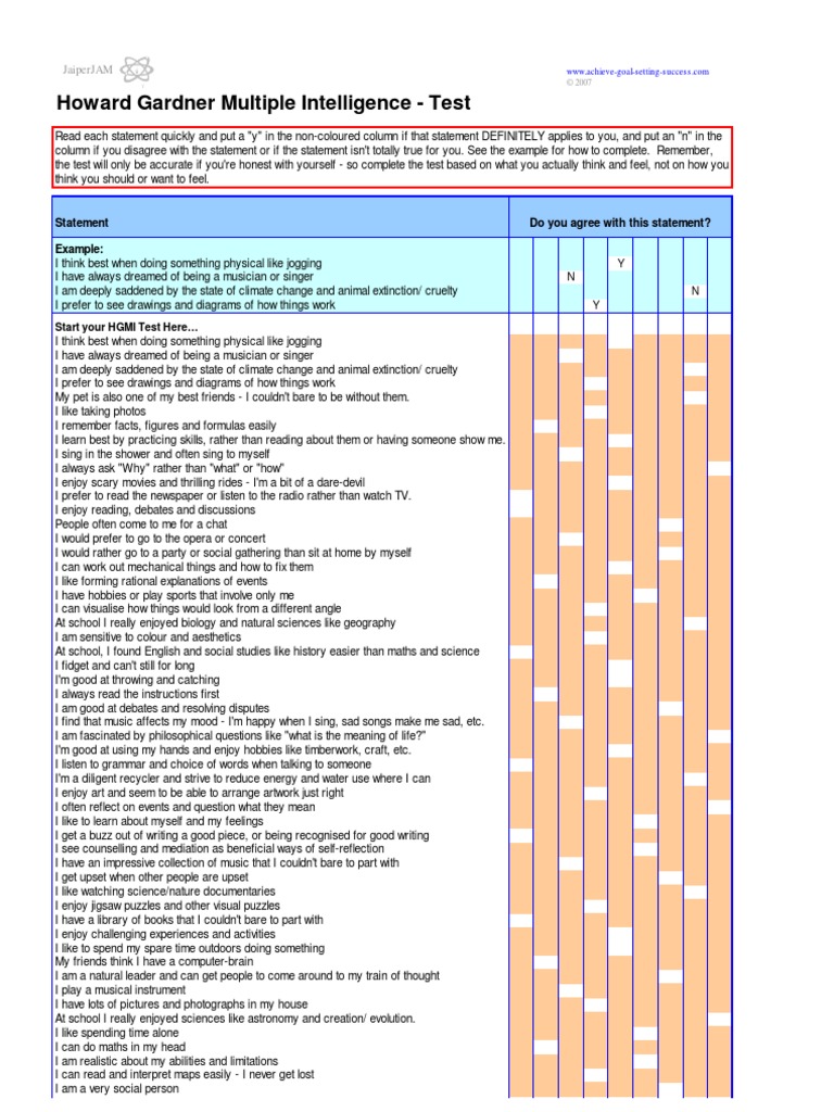 Multiple Intelligence Survey | PDF | Intelligence | Cognition