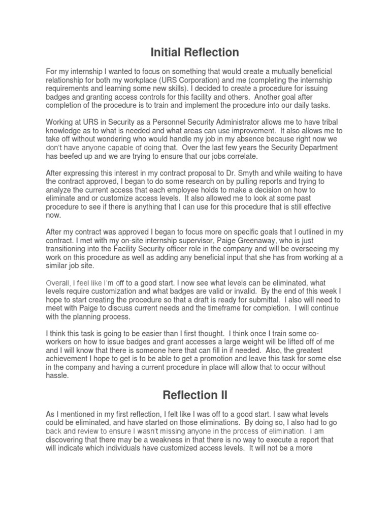 Reflection | Internship | Employment