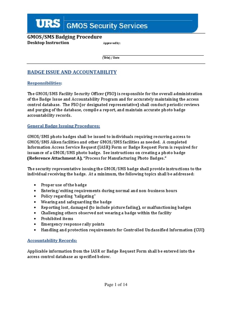 Badging Procedure | Download Free PDF | Identity Document | Access Control