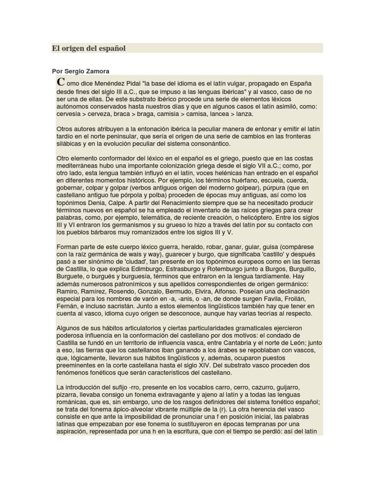 El Origen Del Español | PDF | Lengua española | latín