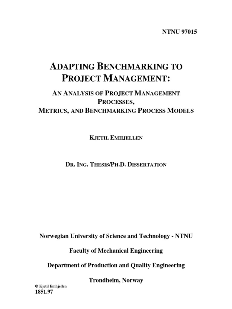 Adapting Benchmarking To Project Management Pdf Project Management