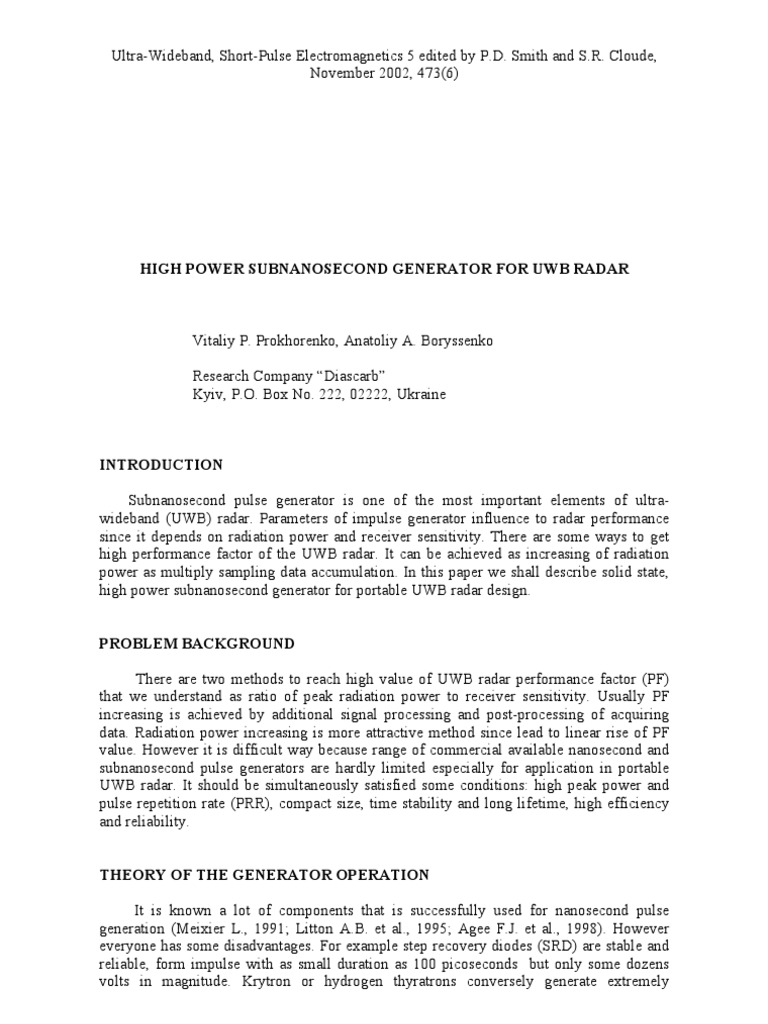nano-HIGH POWER SUBNANOSECOND | PDF | Ultra Wideband | Diode