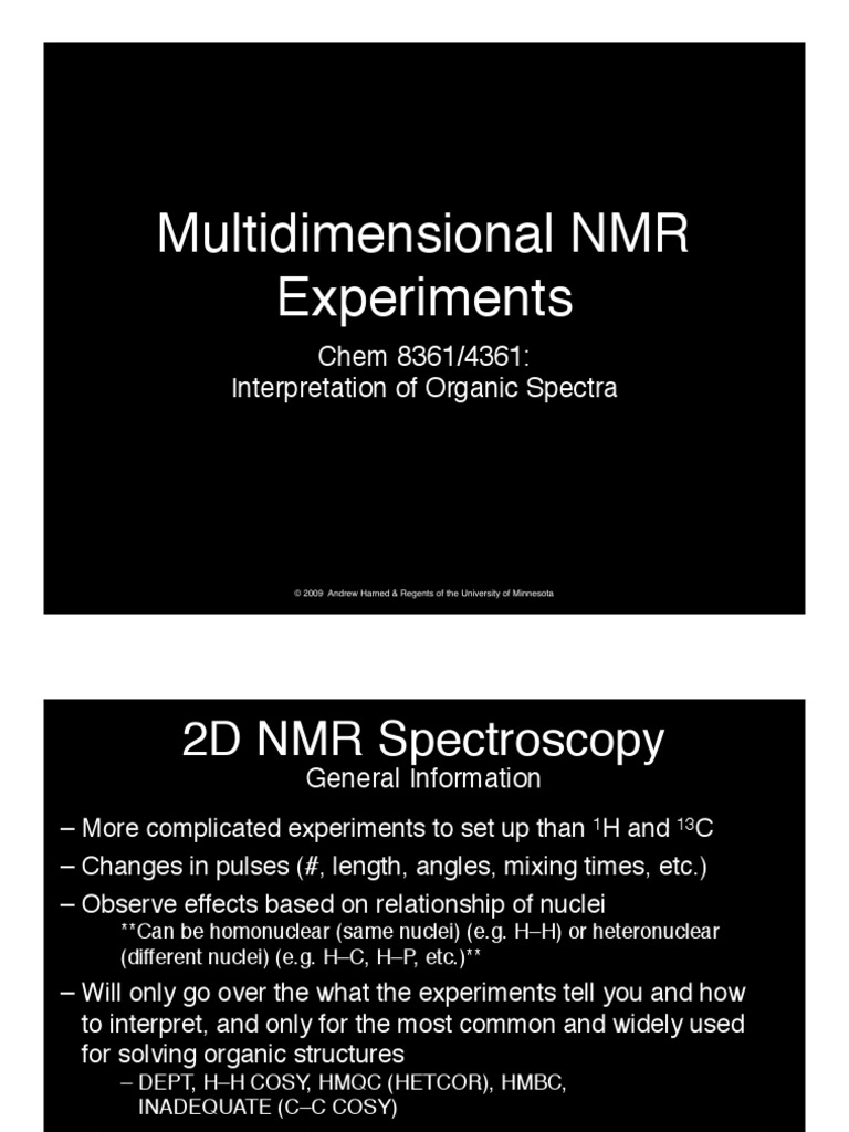 2DNMR | PDF | Two Dimensional Nuclear Magnetic Resonance Spectroscopy | Nuclear Magnetic ...