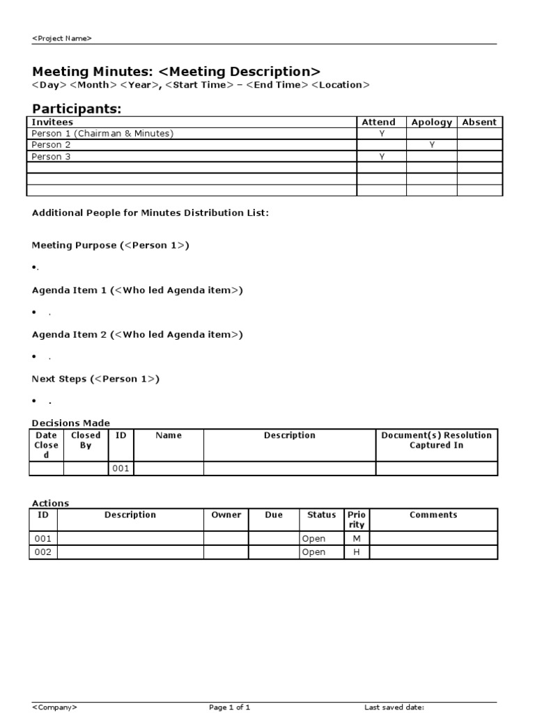 Meeting Minutes Template Example | PDF