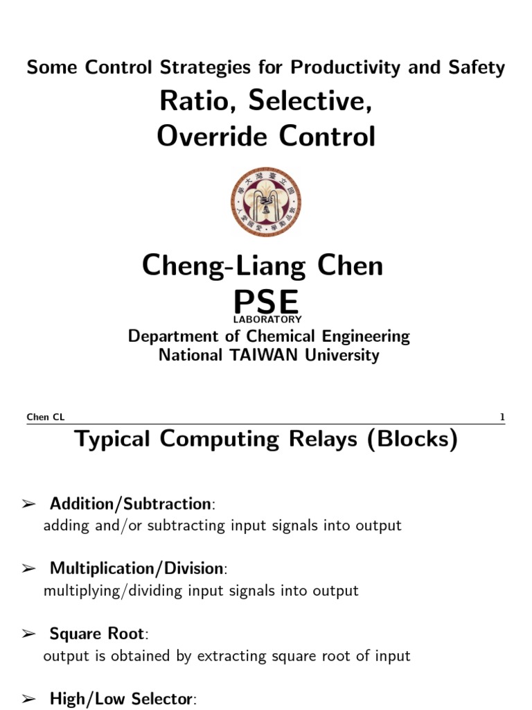 18 Ratio, Selective, Override Control | PDF | Chemical Reactor ...