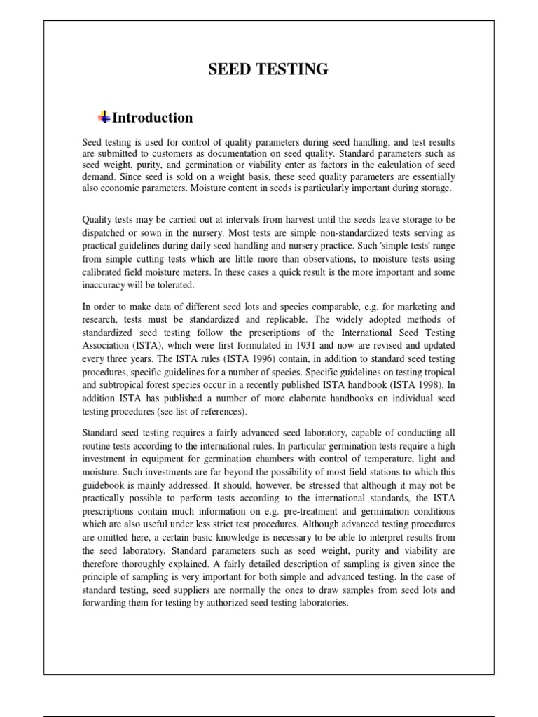 Seed Testing Procedures and Methods | PDF | Seed | Germination