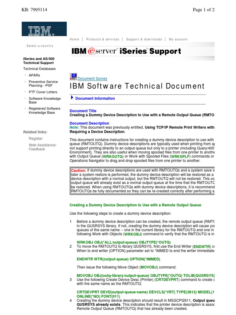 Creating A Dummy Device Description To Use With A Remote Output Queue ...