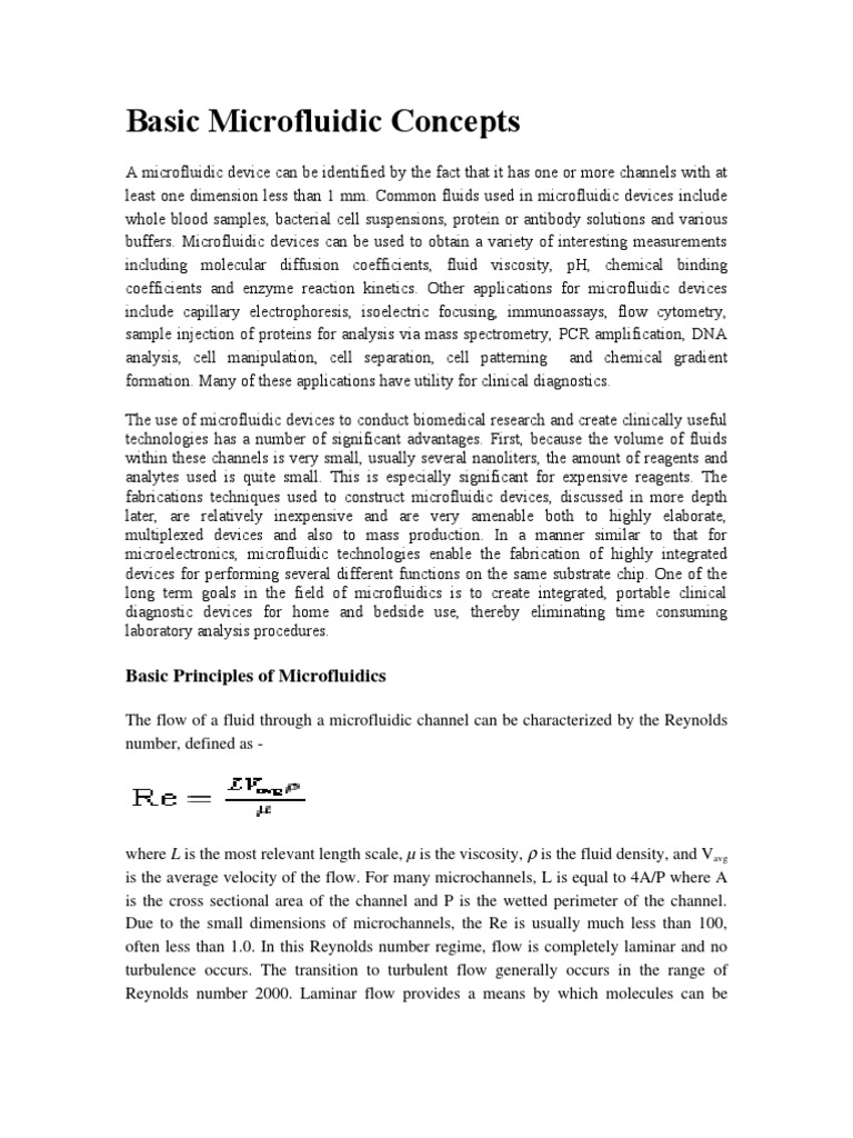Basic Microfluidic Concepts | PDF | Microfluidics | Fluid Dynamics