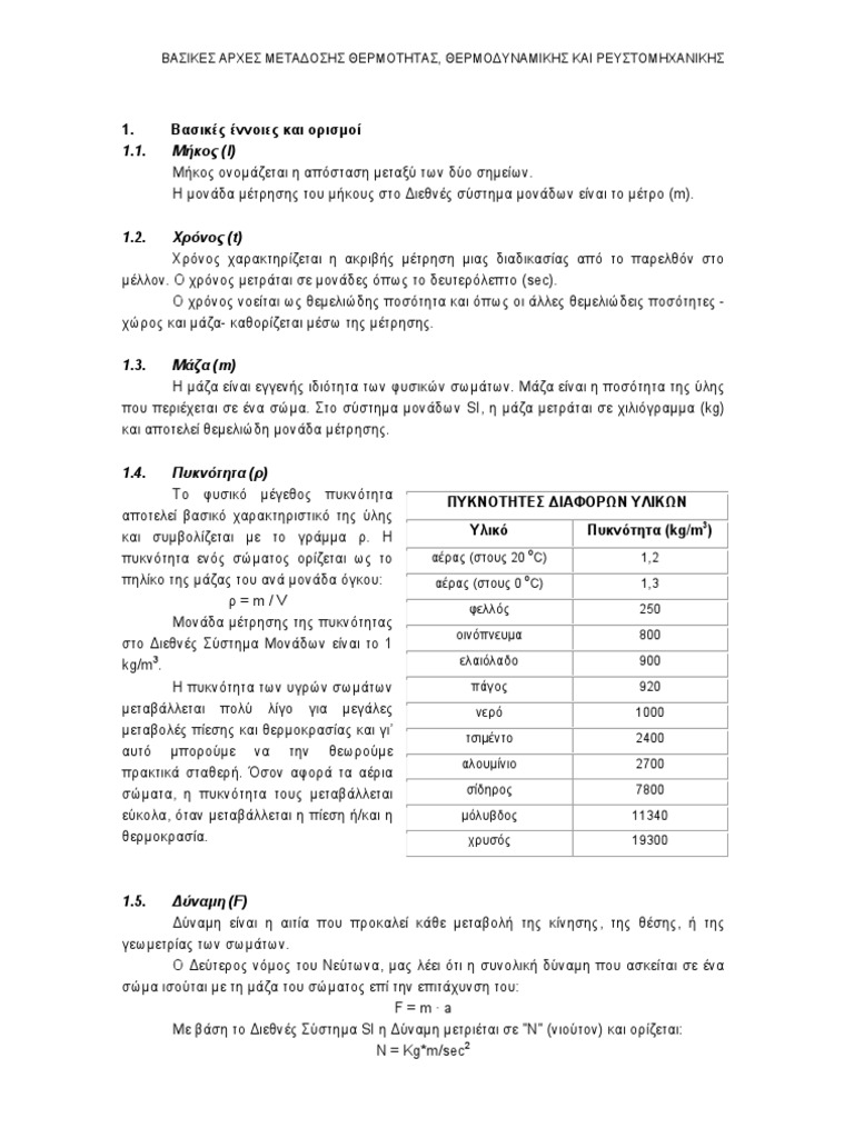ΒΑΣΙΚΕΣ ΑΡΧΕΣ ΜΕΤΑΔΟΣΗΣ ΘΕΡΜΟΤΗΤΑΣ, ΘΕΡΜΟΔΥΝΑΜΙΚΗΣ ΚΑΙ ΡΕΥΣΤΟΜΗΧΑΝΙΚΗΣ ...