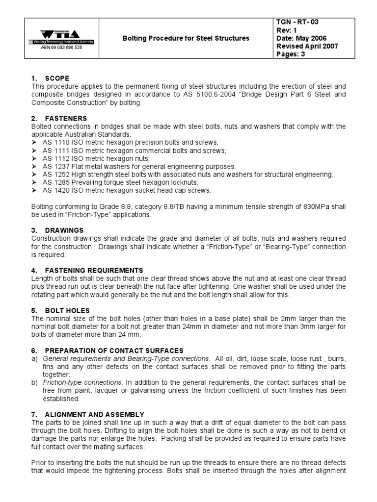 Steel Structure Bolting Guide | PDF | Nut (Hardware) | Screw