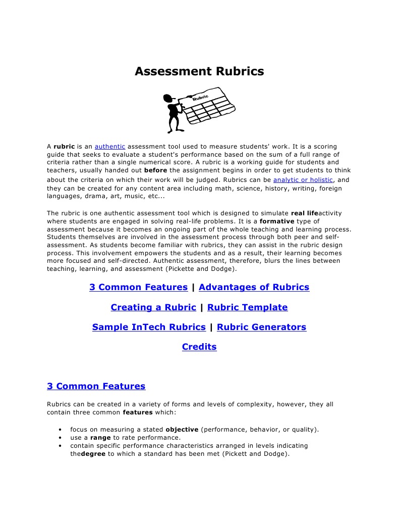 Assessment Rubrics | PDF | Rubric (Academic) | Educational Assessment