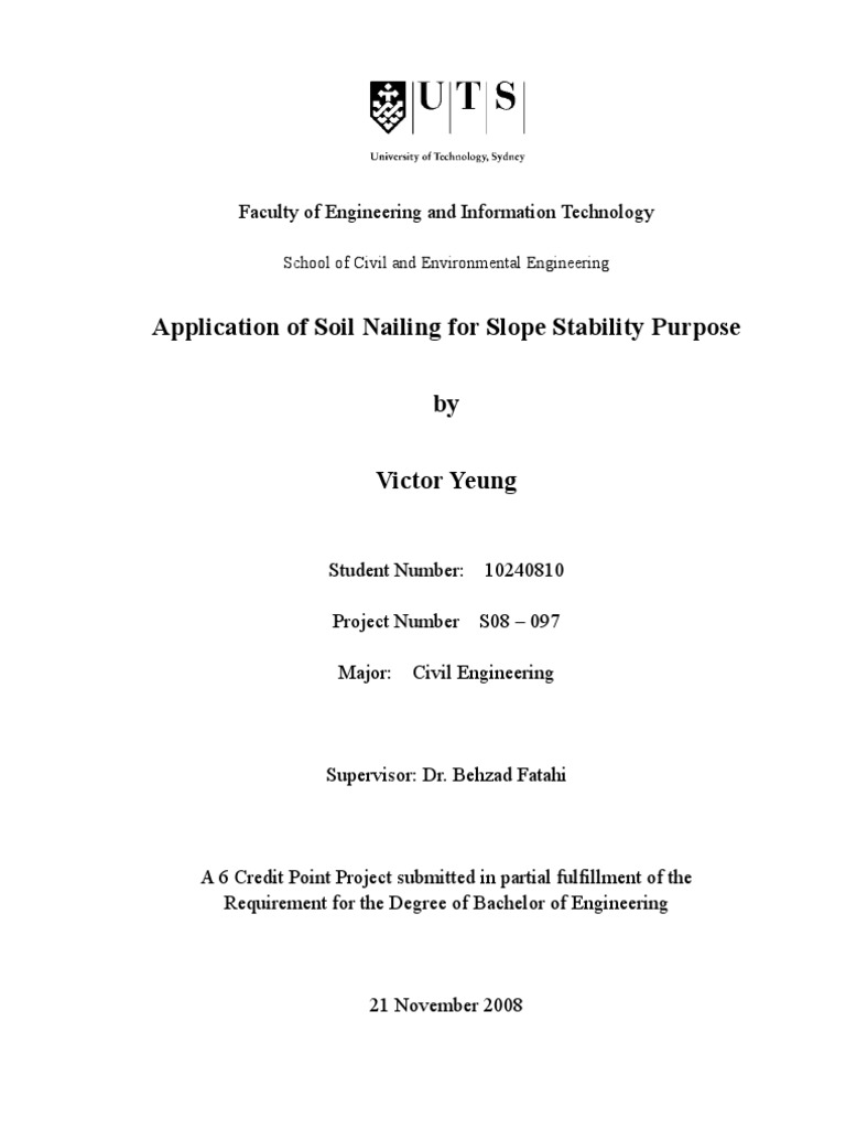 Application of Soil Nail Method For Slope Stability Purpose | PDF ...
