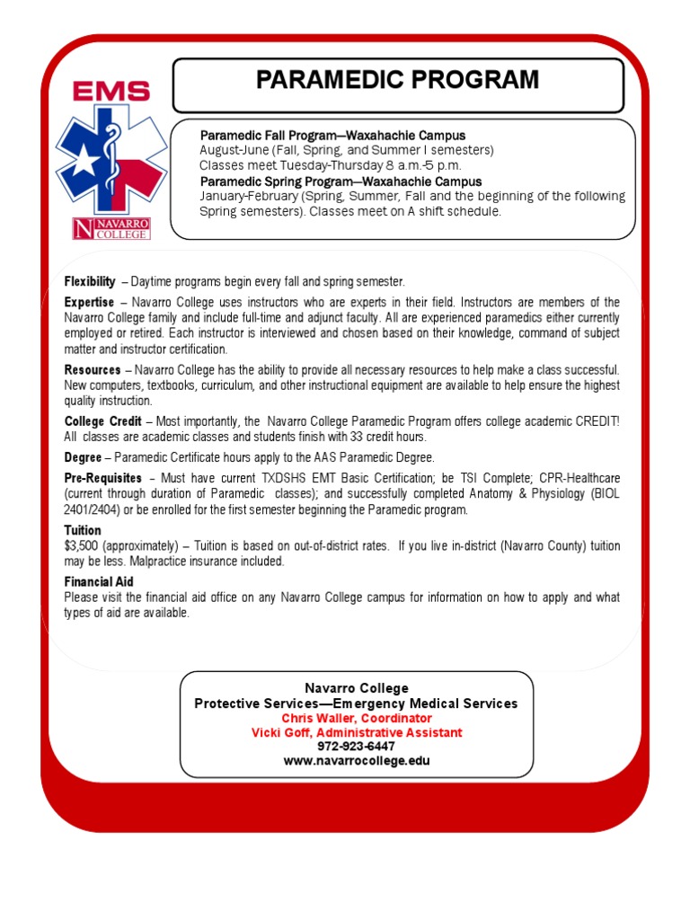 Navarro College Paramedic Quickfacts | PDF | Paramedic | Emergency ...