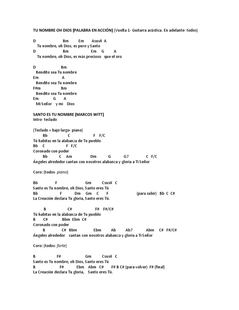 Acordes de "Tu Nombre Oh Dios" | PDF | Entretenimiento (general)
