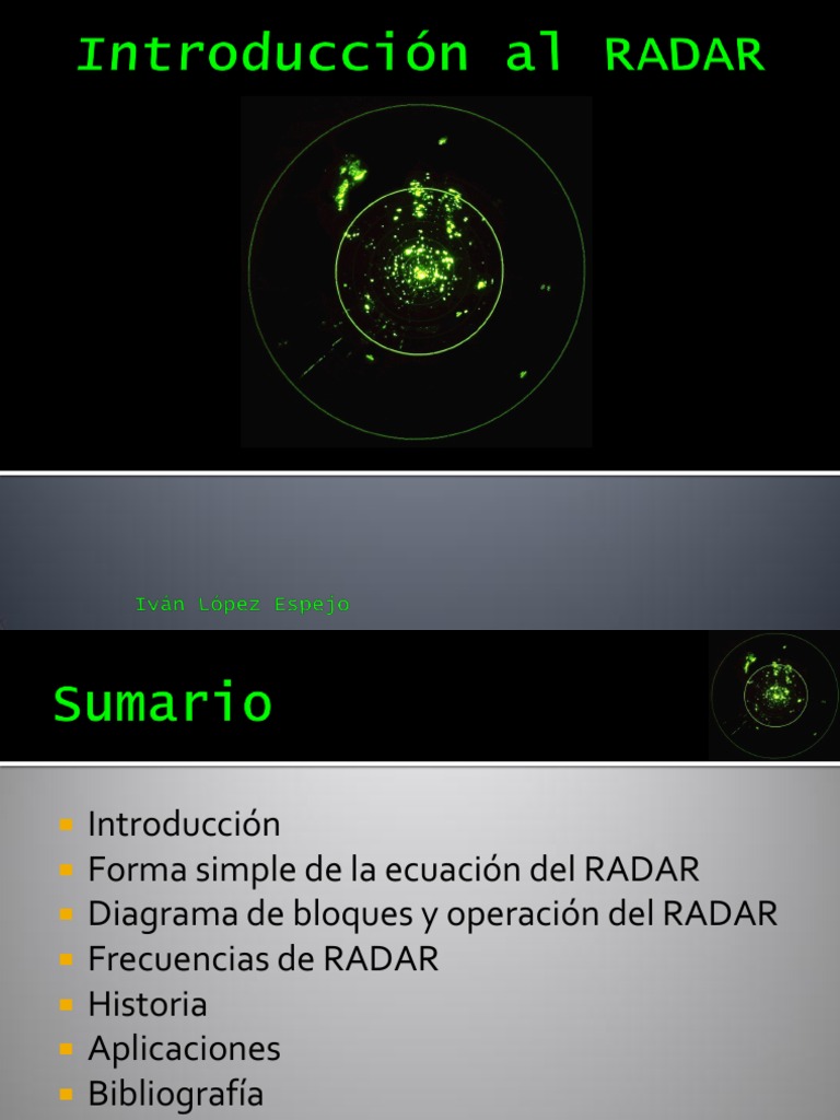Introducción Al RADAR (Presentación) | PDF | Radar | Antena (Radio)