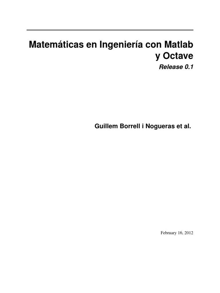 Matematicas en Ingenieria Con Matlab y Octave | PDF | Lenguaje de programación | Compilador