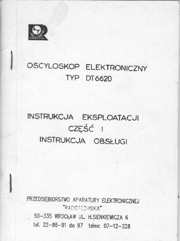 Oscilloscope Model DT-6620 - User Manual - Schematics | PDF