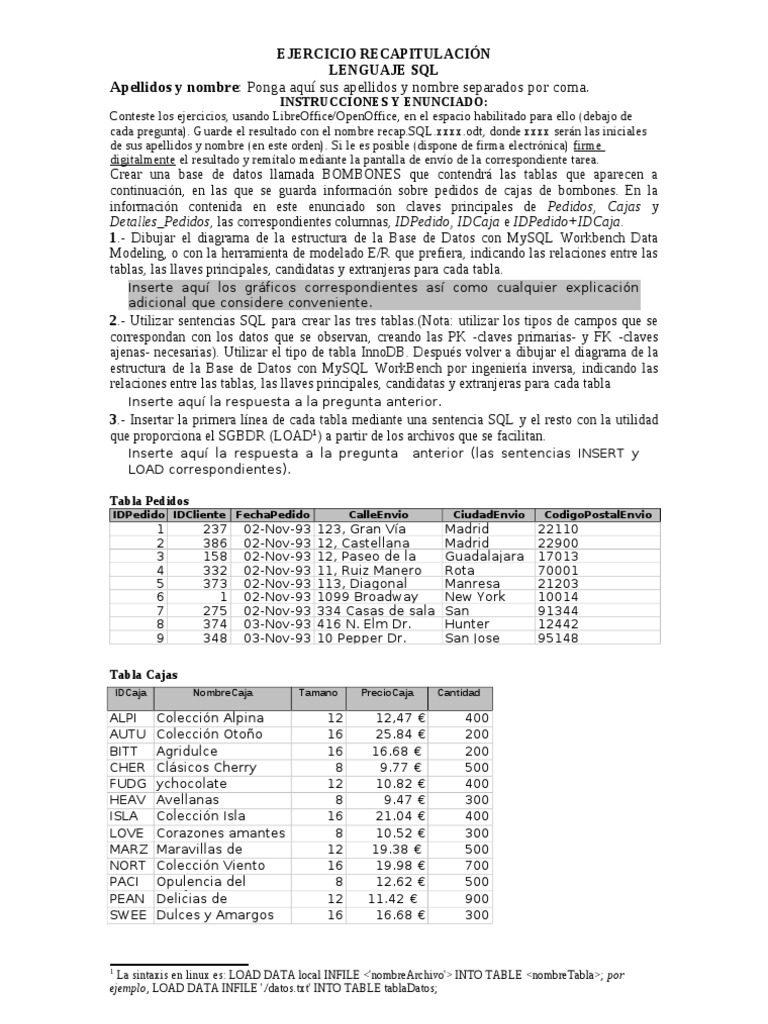 Ejercicio Resumen SQL12 | PDF | SQL | Tabla (base de datos)