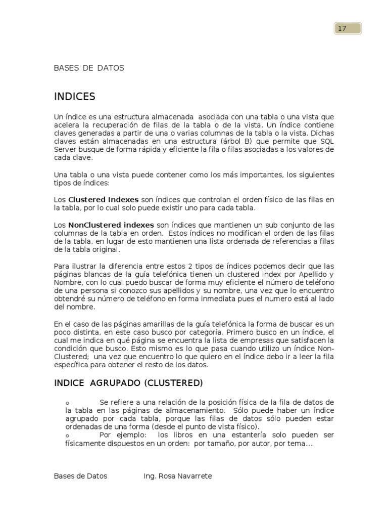 Uso INDICES en SQL Server | PDF | Tabla (base de datos) | Servidor SQL de Microsoft