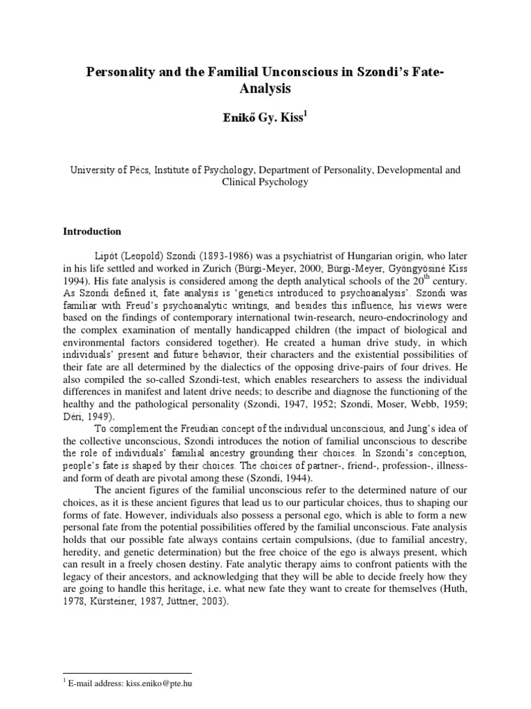 Introduction To Fate-Analysis | PDF | Analytical Psychology | Id