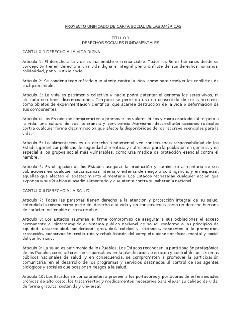 Carta Social de Las Americas | PDF | Derechos humanos | Estado (política)