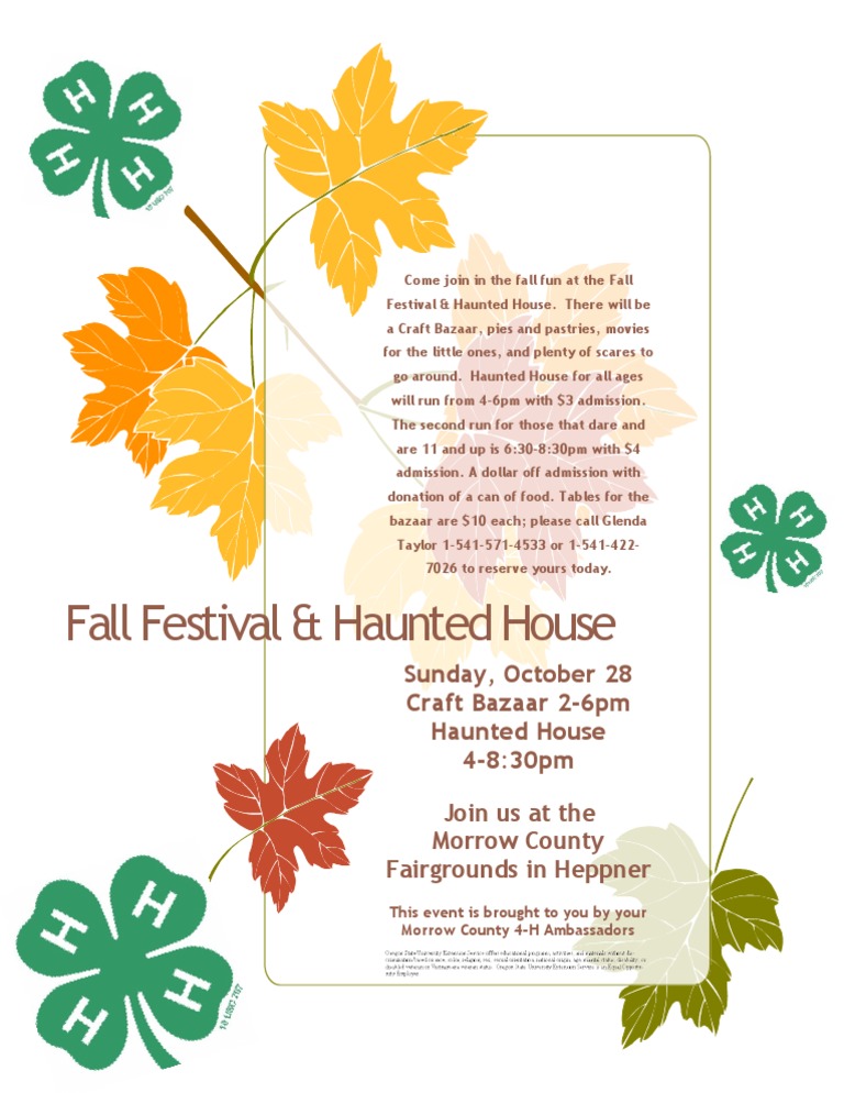 Morrow County Fall Festival & Haunted House | PDF | Mystery, Thriller ...