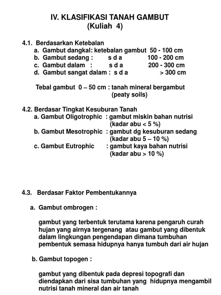 4 Klasifikasi Tanah Gambut | PDF