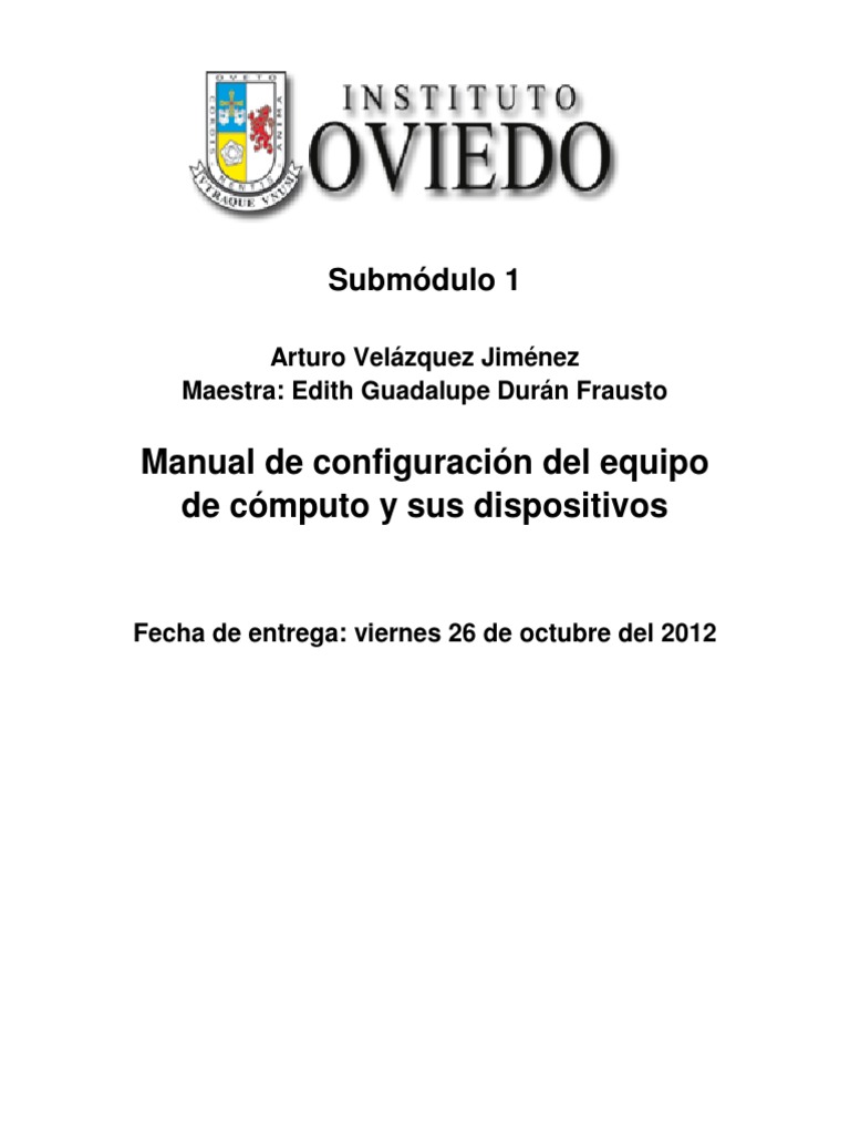 Manual de Configuración Del Equipo de Cómputo y Sus Dispositivos | PDF ...
