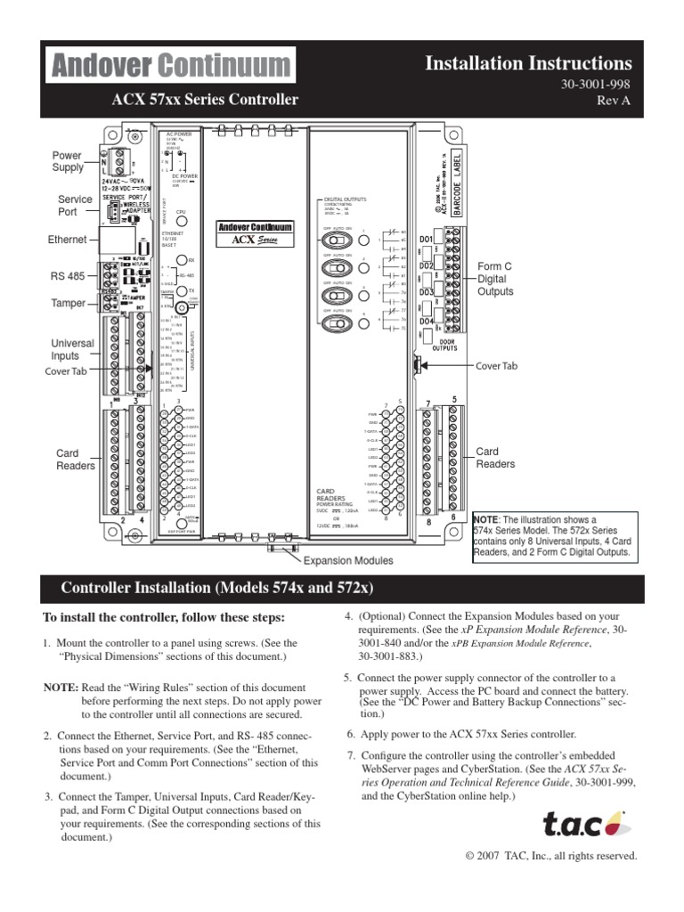 ACX 57xx Series Controller Installation Instructions | PDF | Relay | Switch