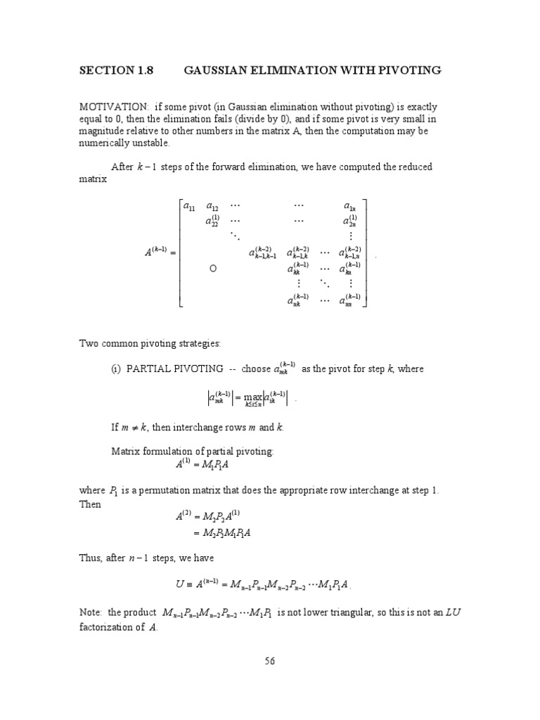 Section 1.8 Gaussian Elimination With Pivoting | PDF | Algorithms | Matrix Theory