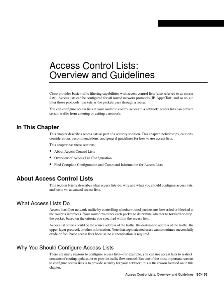 Access Control Lists - Overview and Guidelines | PDF | Router ...