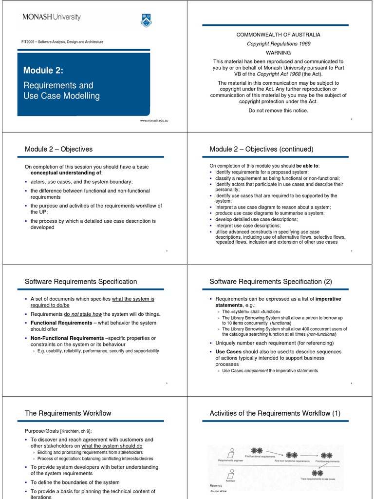 Requirements and Use Case Modelling: Module 2 - Objectives Module 2 - Objectives (Continued ...