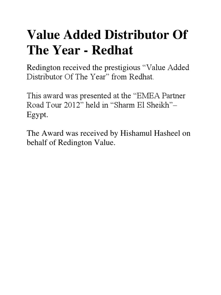 Value Added Distributor of The Year | PDF