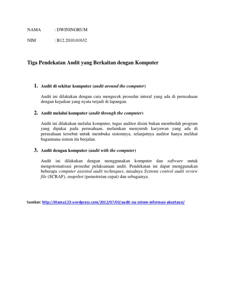 Tiga Pendekatan Audit Yang Berkaitan Dengan Komputer | PDF