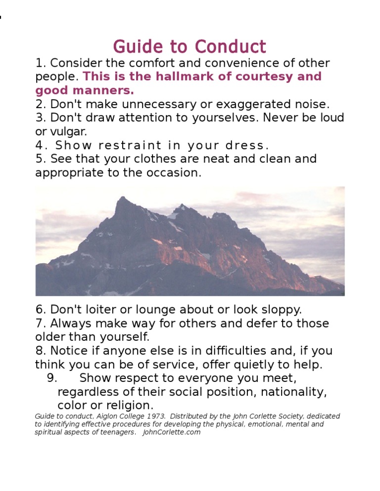 Guide To Conduct POSTER COLOR 21 Font Philosophy of John Corlette | PDF