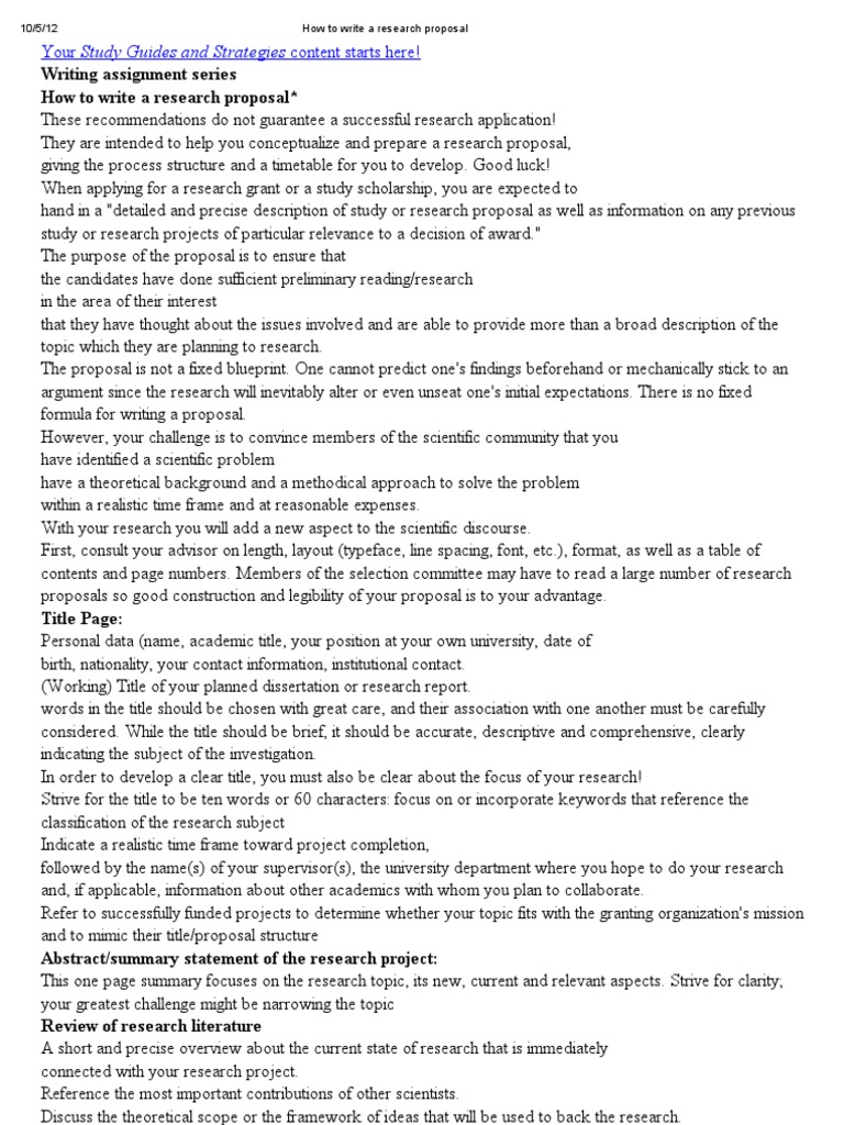 How To Write A Research Proposal | PDF | Cognitive Science | Academic ...