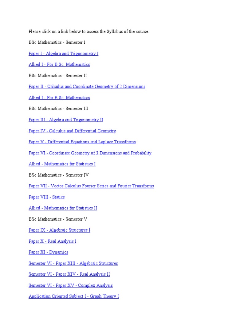 BSC Maths Subjects | PDF | Equations | Real Analysis