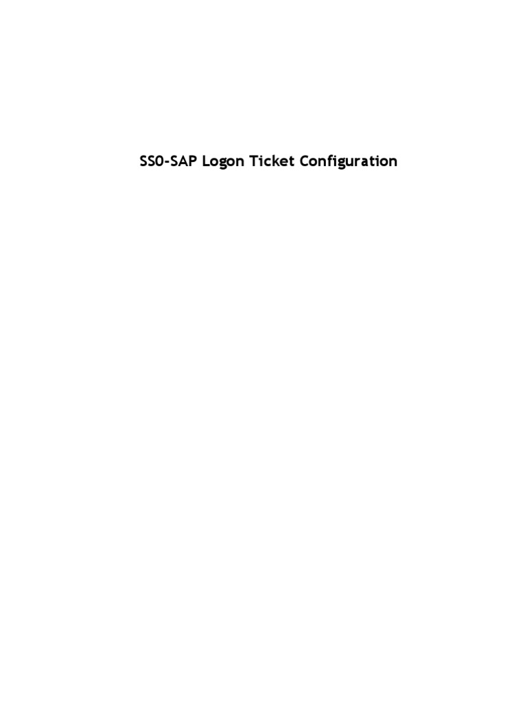 SSO Logon Ticket Configuration | PDF | Login | Information Technology