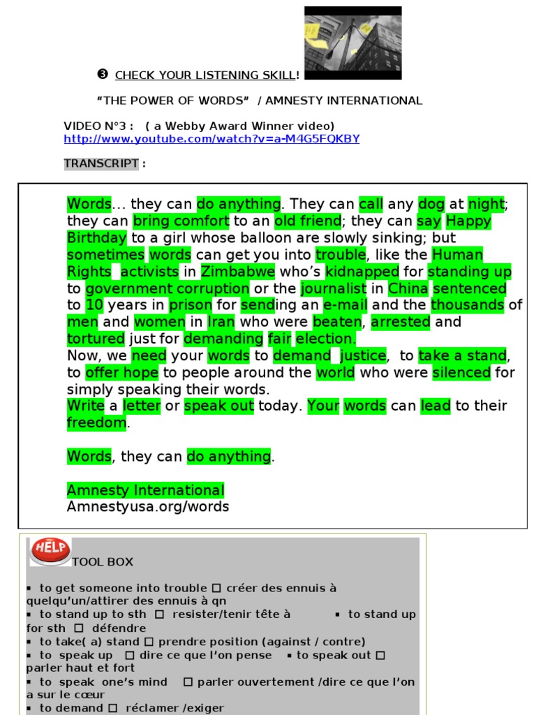 Amnesty International Power of Words | PDF | Amnesty International ...
