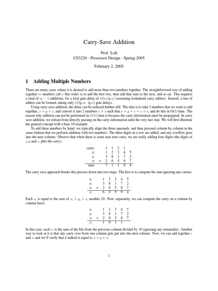 Carry Save Adder | PDF