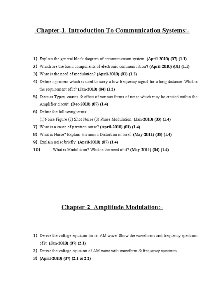 Chapter 1 Introduction To Communication Systems April 2010 07