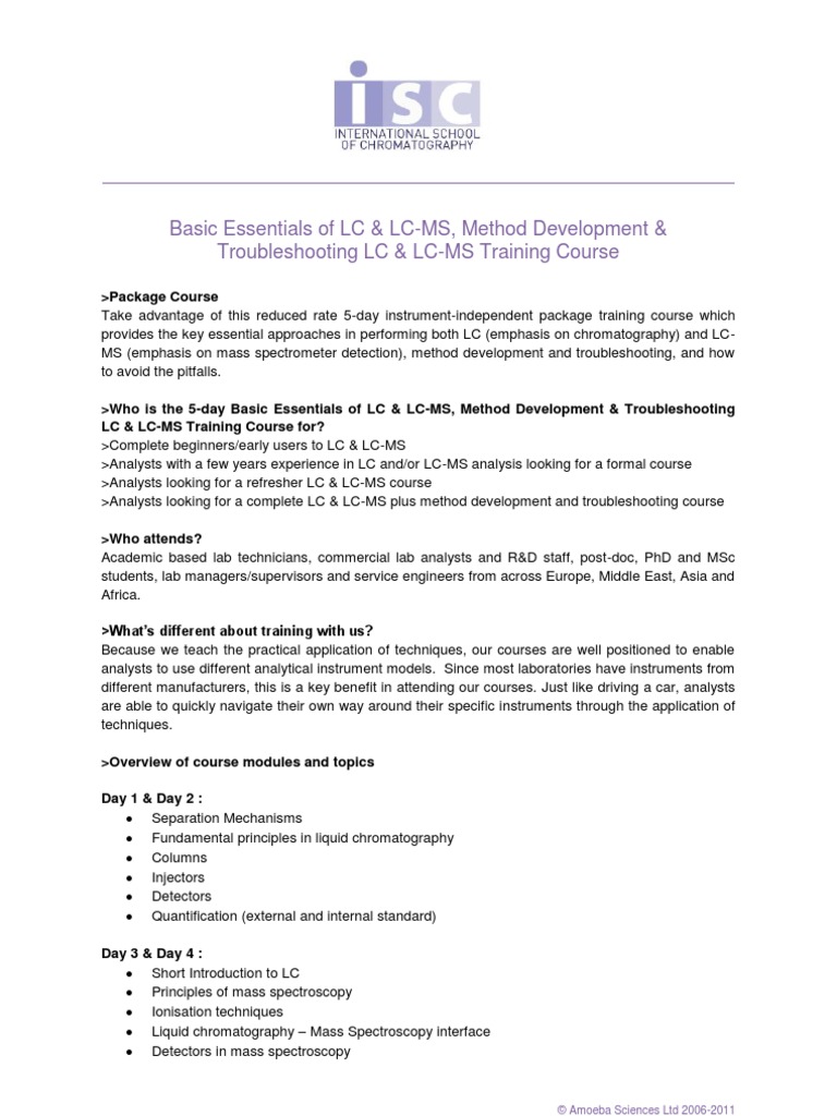 Basic Essentials of LC & LC-MS, Method Development & Troubleshooting LC ...
