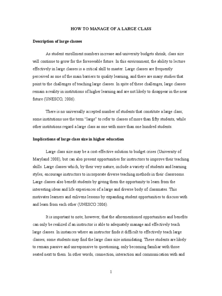 How To Manage of A Large Class | PDF | Educational Assessment ...